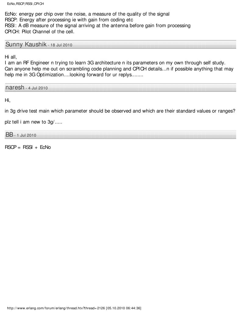 Ec No, RSCP, RSSI, CPICH | PDF