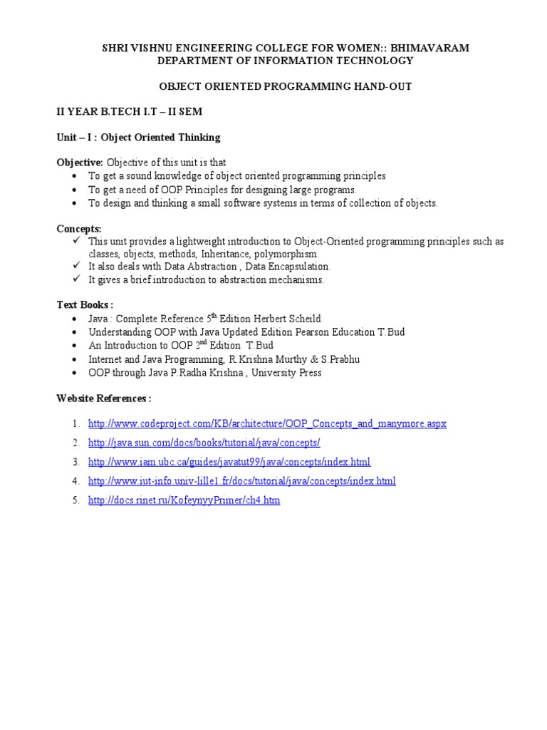 Java Handout Pdf Inheritance Object Oriented Programming Class Computer Programming 