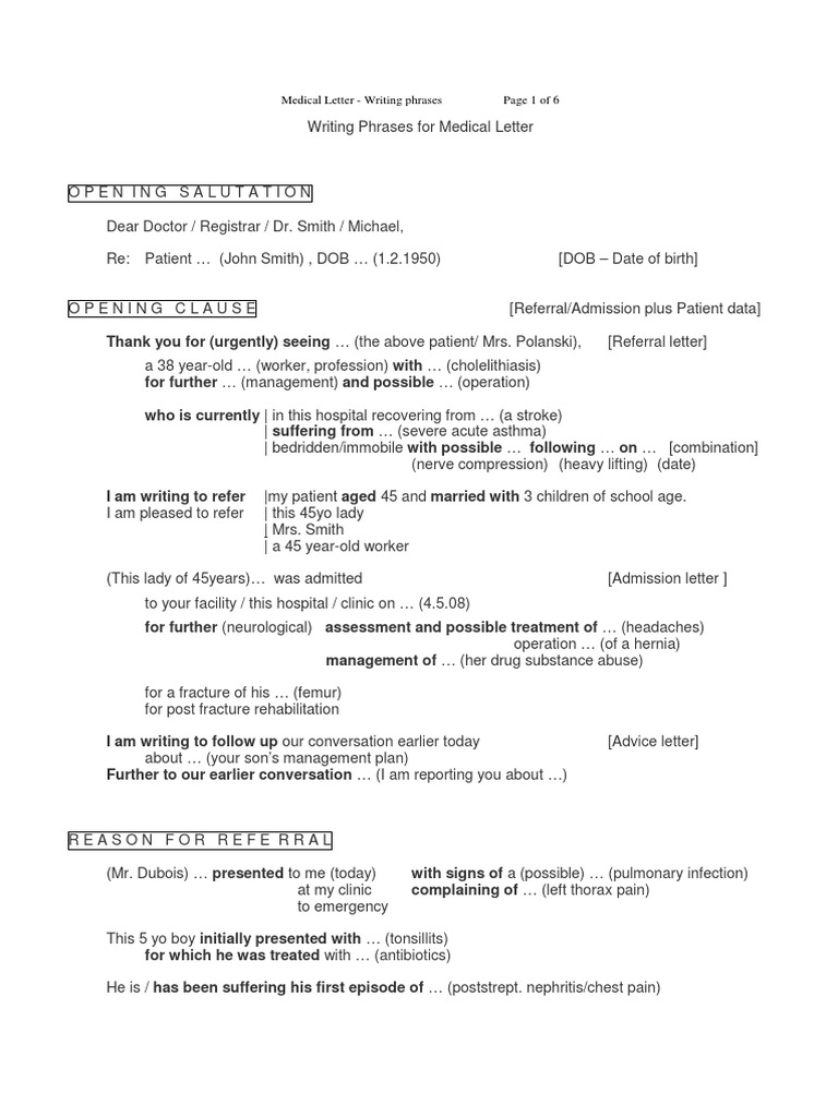 OET Letter Format 1 1 | PDF | Physical Examination | Medical Diagnosis