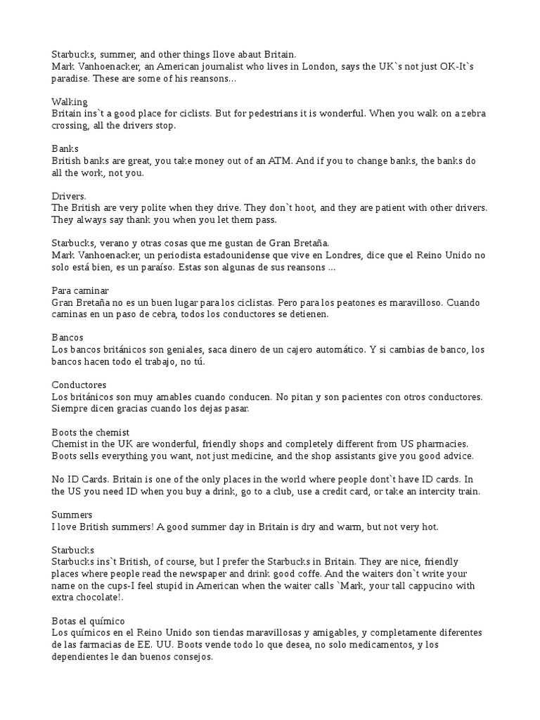 Ingles Cap. 3 | PDF | Bebidas | Ocio