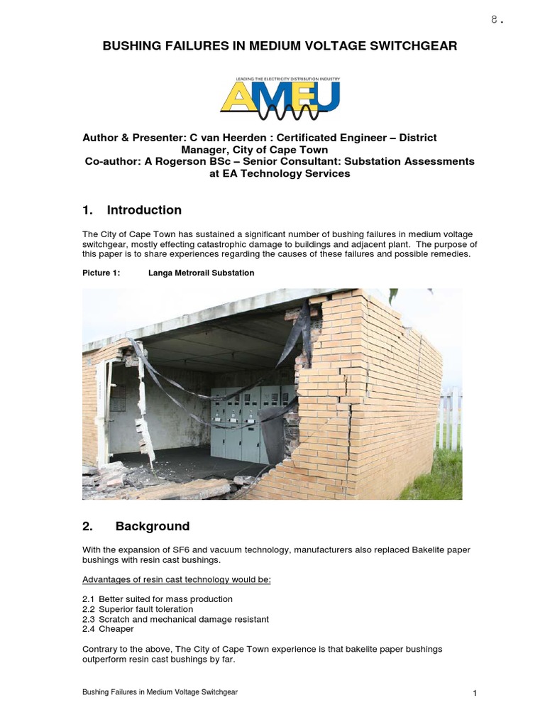 Bushing Failures in Medium Voltage Switchgear - Coetzee Van Heerden ...