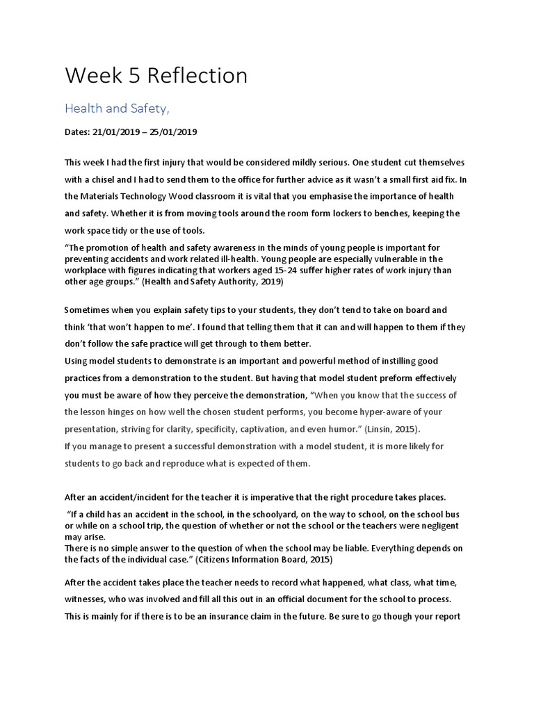 Week 5 Reflection Pdf Occupational Safety And Health Negligence
