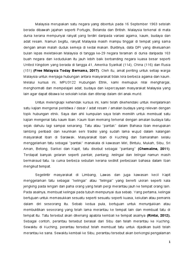 TATU IBAN Hubungan Etnik | PDF