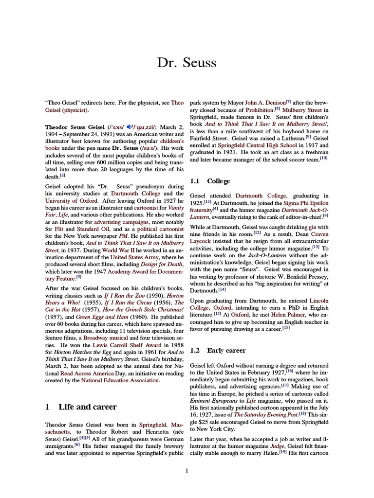 Dr. Seuss | Download Free PDF | Dr. Seuss