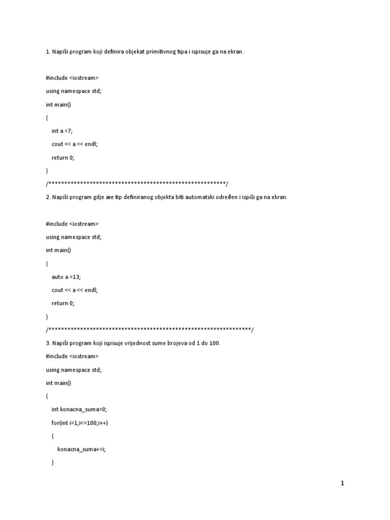 Programiranje Zadaci C | PDF