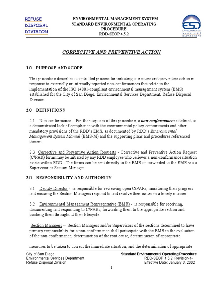 Corrective and Preventive Action | PDF | Environmental Policy | Government