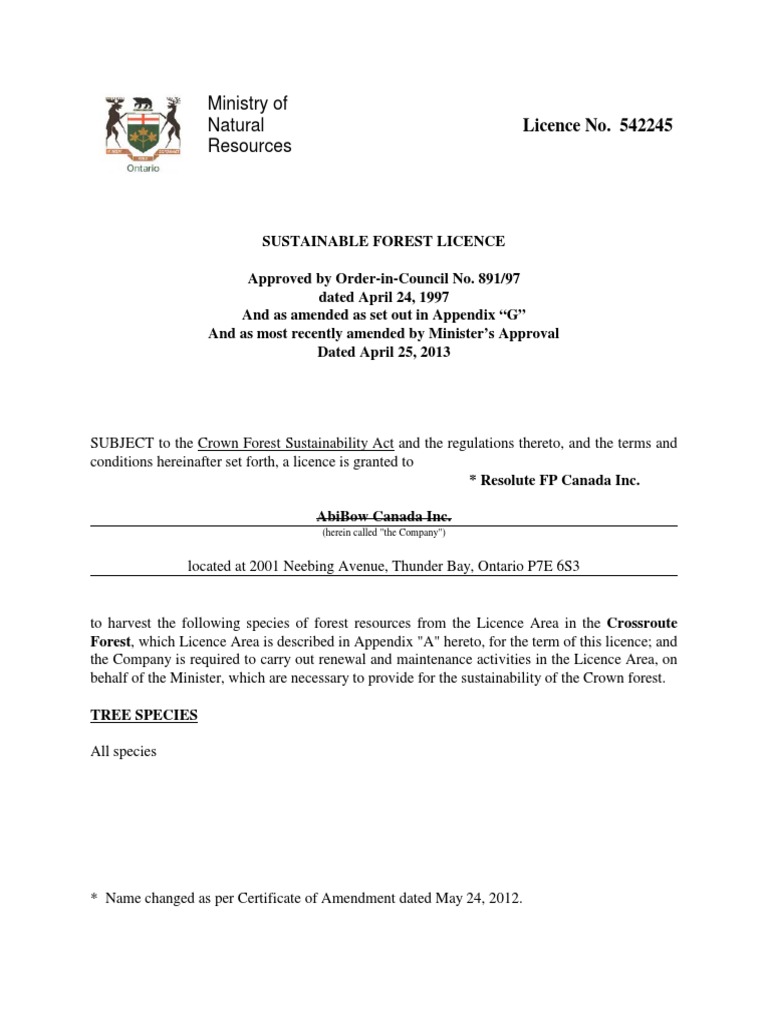 Sustainable Forest Licence | PDF | License | Forestry