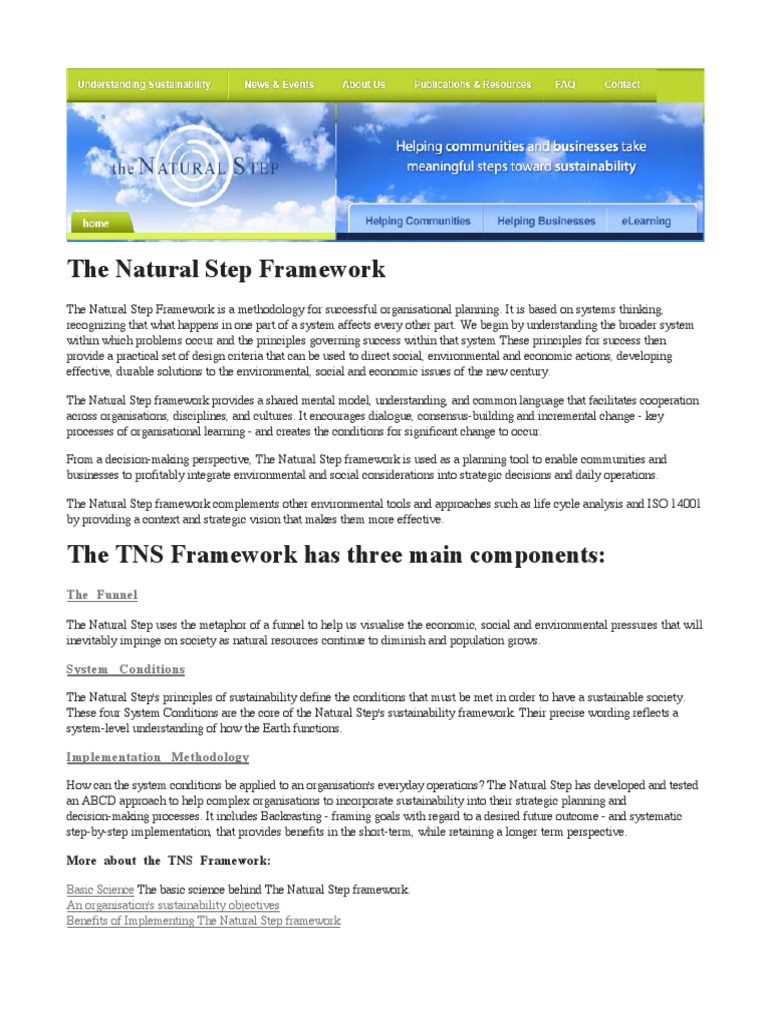 Natural Step Overview Pdf System Sustainability
