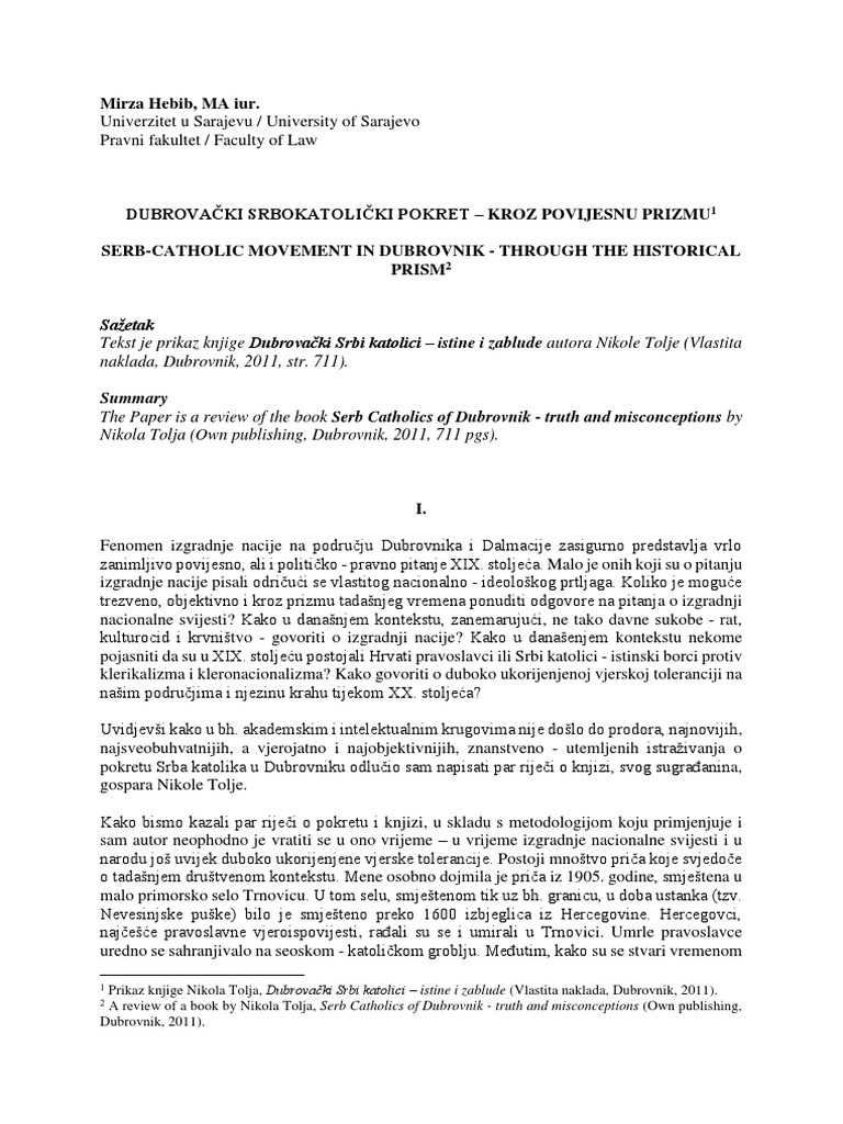DUBROVACKI SRBOKATOLIČKI POKRET - Prikaz | PDF