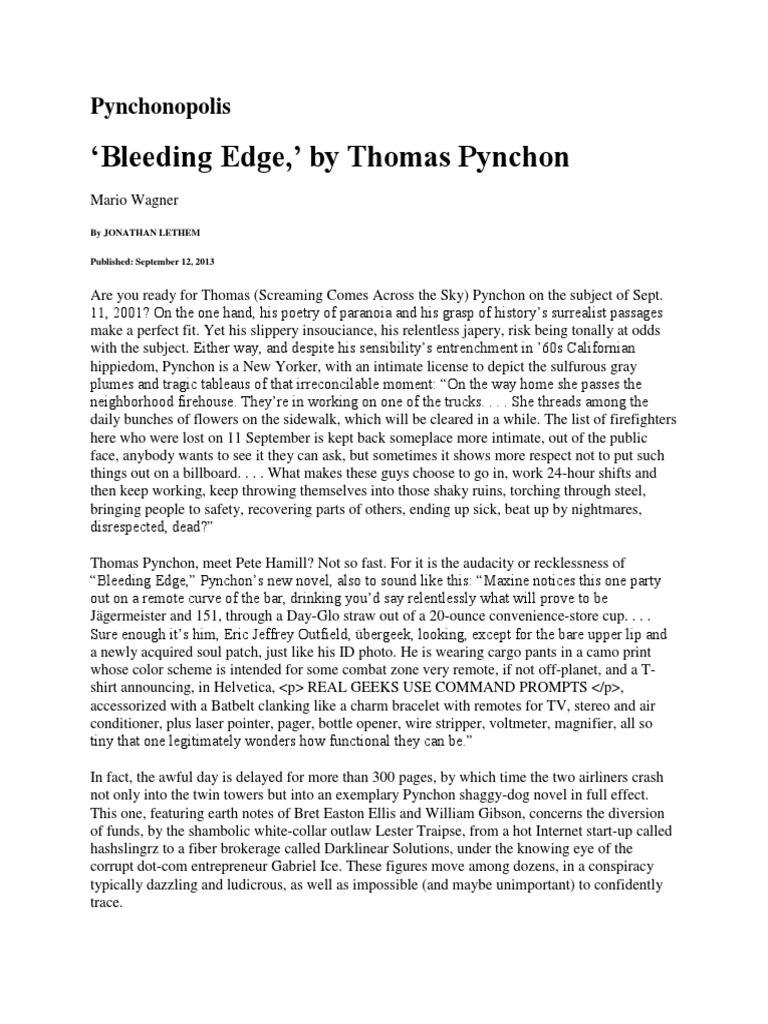 Pynchonopolis Bleeding Edge By Thomas Pynchon Pdf