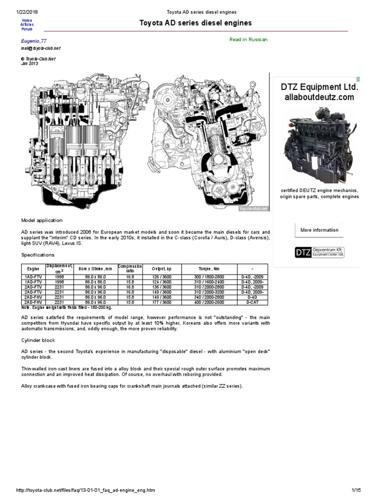 Toyota AD Series Diesel Engines PDF | PDF | Turbocharger | N Ox