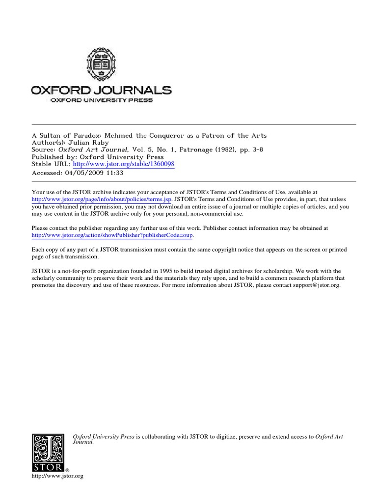 A Sultan of Paradox Mehmed The Conqueror Julian Raby PDF | PDF