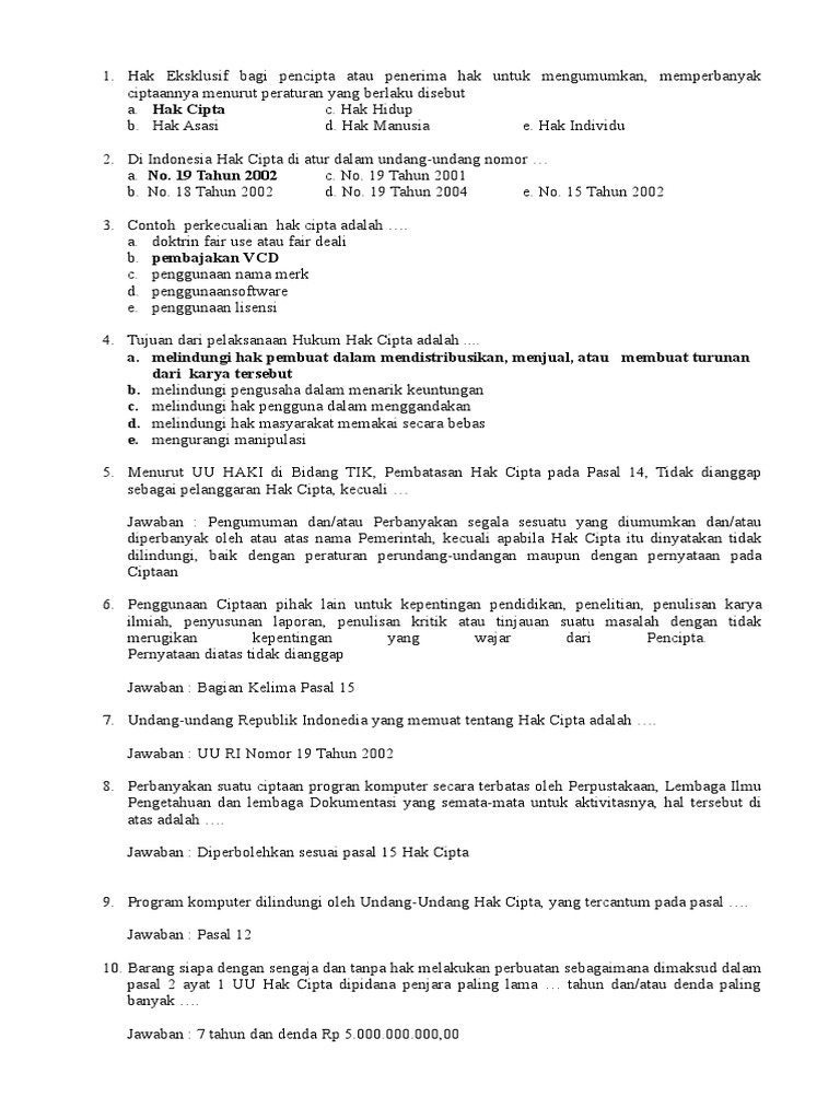 E Contoh Soal Latihan HAKI | PDF