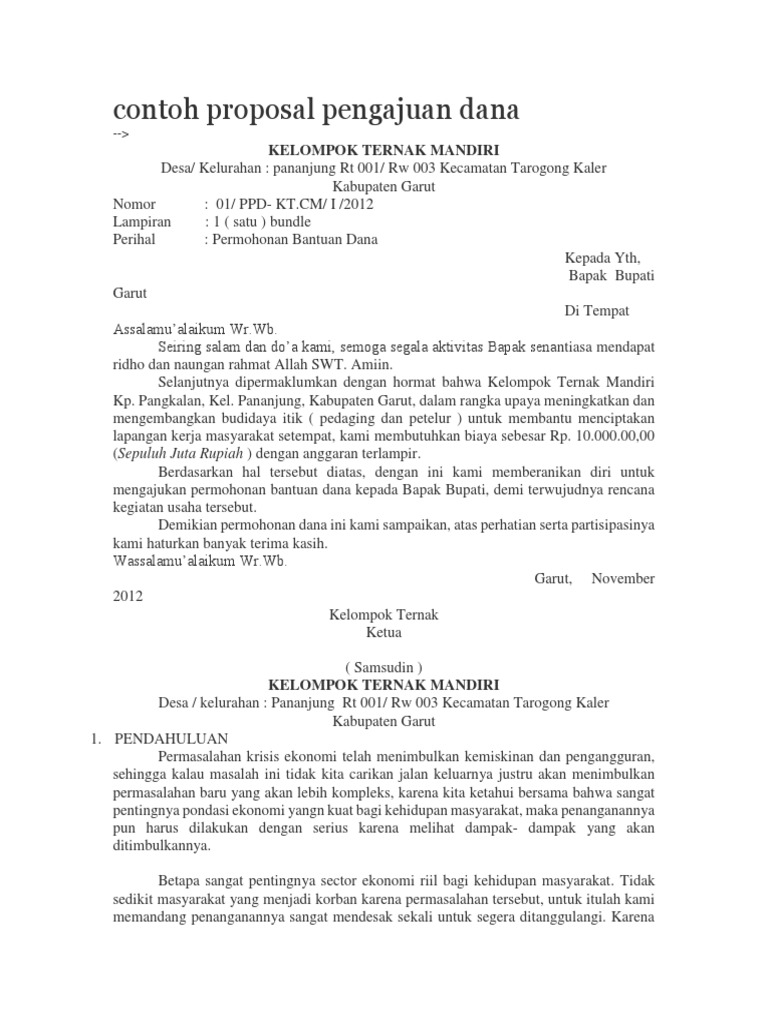 Contoh Proposal Pengajuan Dana | PDF