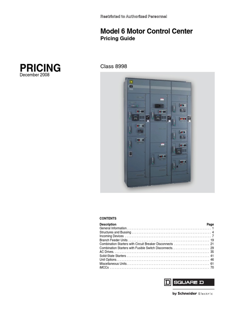 Pricing: Model 6 Motor Control Center | PDF | Fuse (Electrical ...