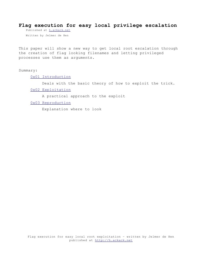 Local Privilege Escalation via Flags | PDF | Superuser | Computer File