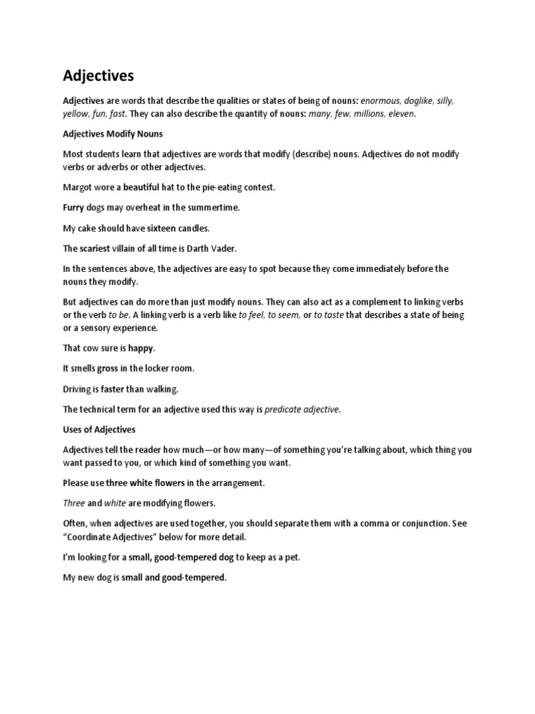 Adjective Phrase Activity Pack | PDF | Adverb | Verb