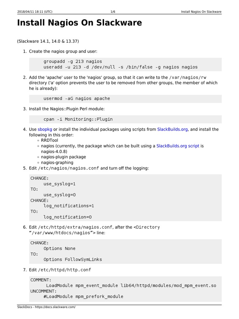 Nagios Setup Guide for Slackware Users | PDF | Information Technology Management | System Software
