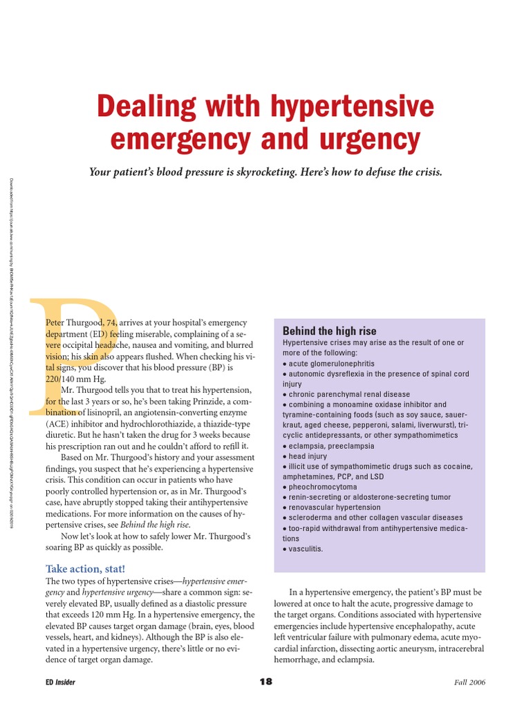 Managing Hypertensive Crises: Understanding the Causes and Safely ...