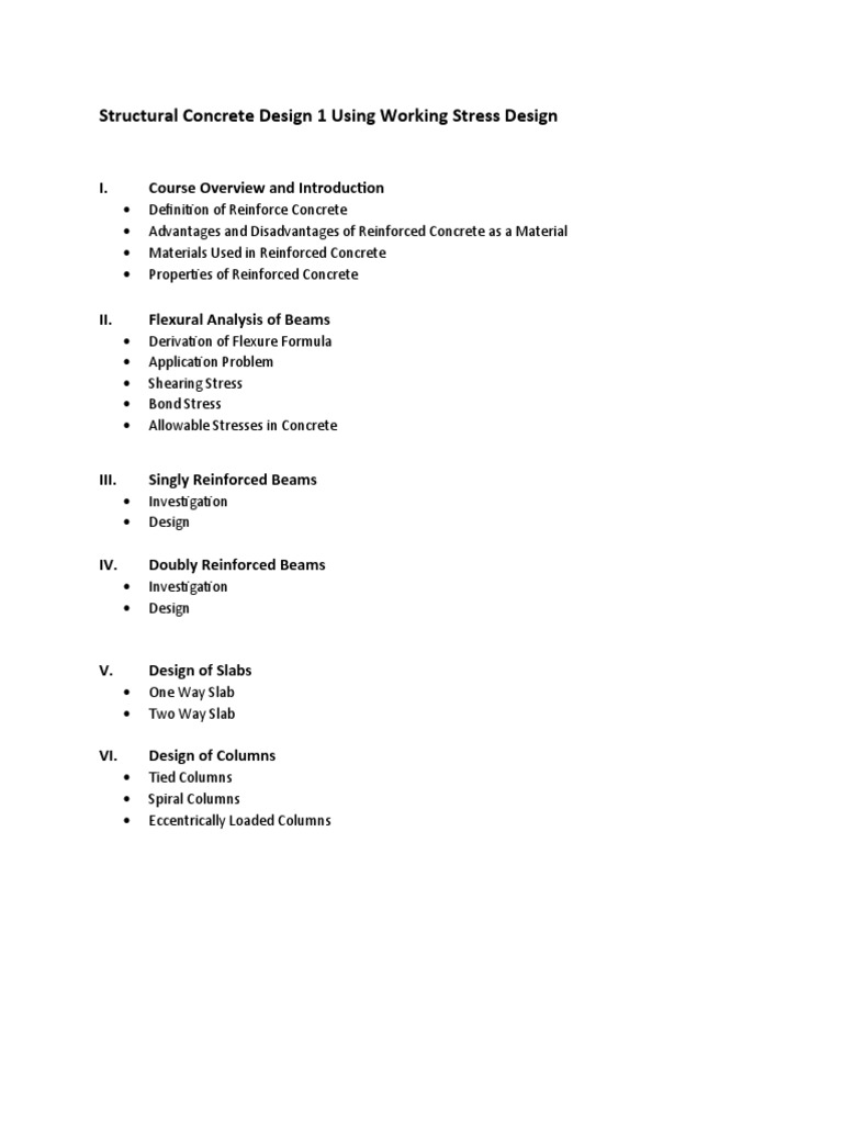 Structural Concrete Design 1 Using Working Stress Design: I. Course ...