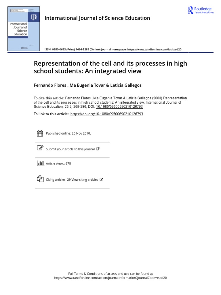 Representation of The Cell and Its Processes in High School Students ...