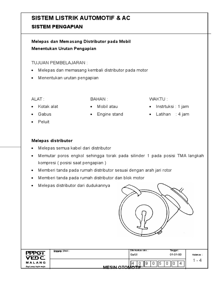 Melepas & Memasang Distributor Pada Mobil | PDF