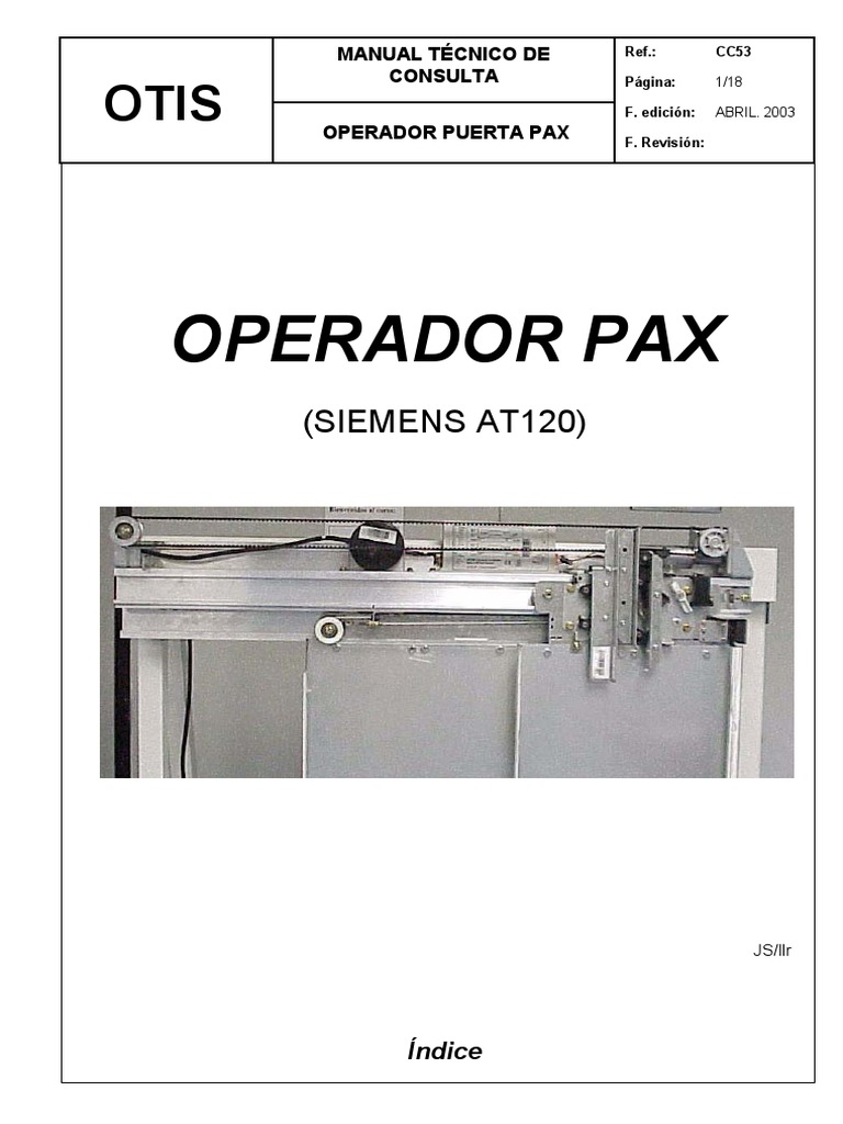 OTIS (Operador de Puertas PAX Con Variador AT120 y Parametros) | PDF ...