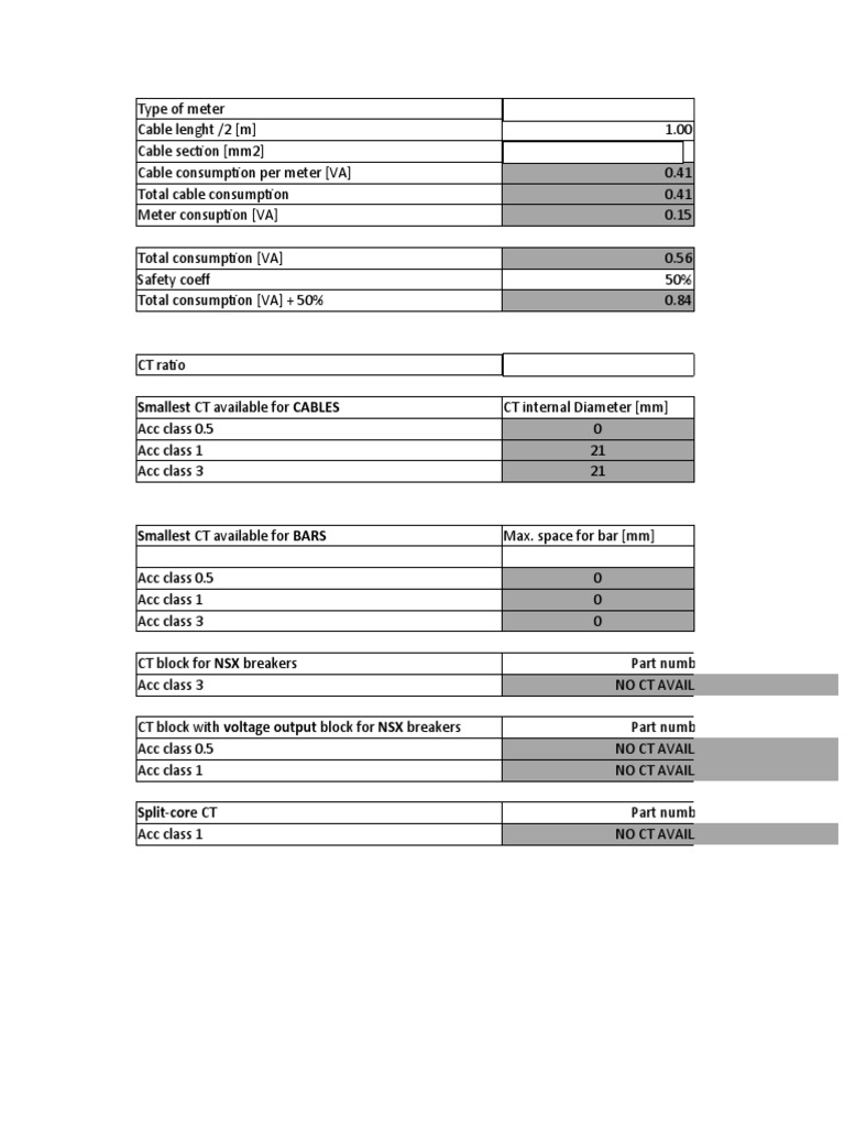 CT Calc Tool V1.2 | PDF | Electrical Equipment | Electrical Components
