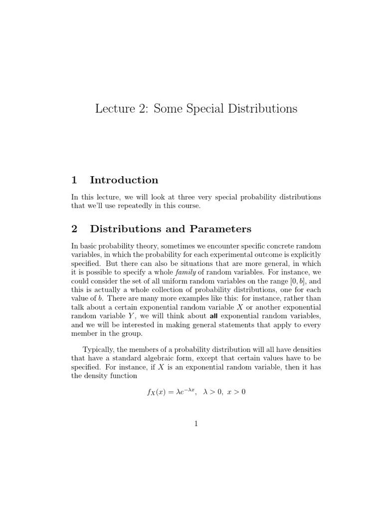 Special Distributions | PDF | Probability Distribution | Probability ...