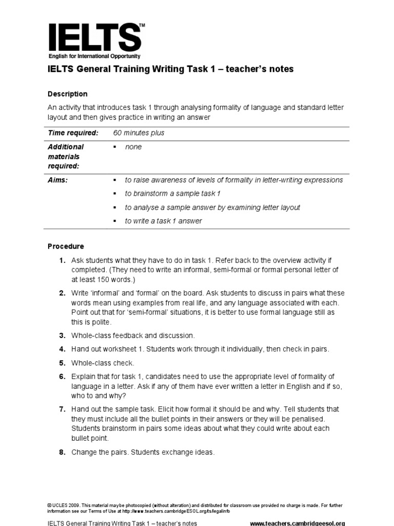 IELTS GT Writing Task 1 | PDF