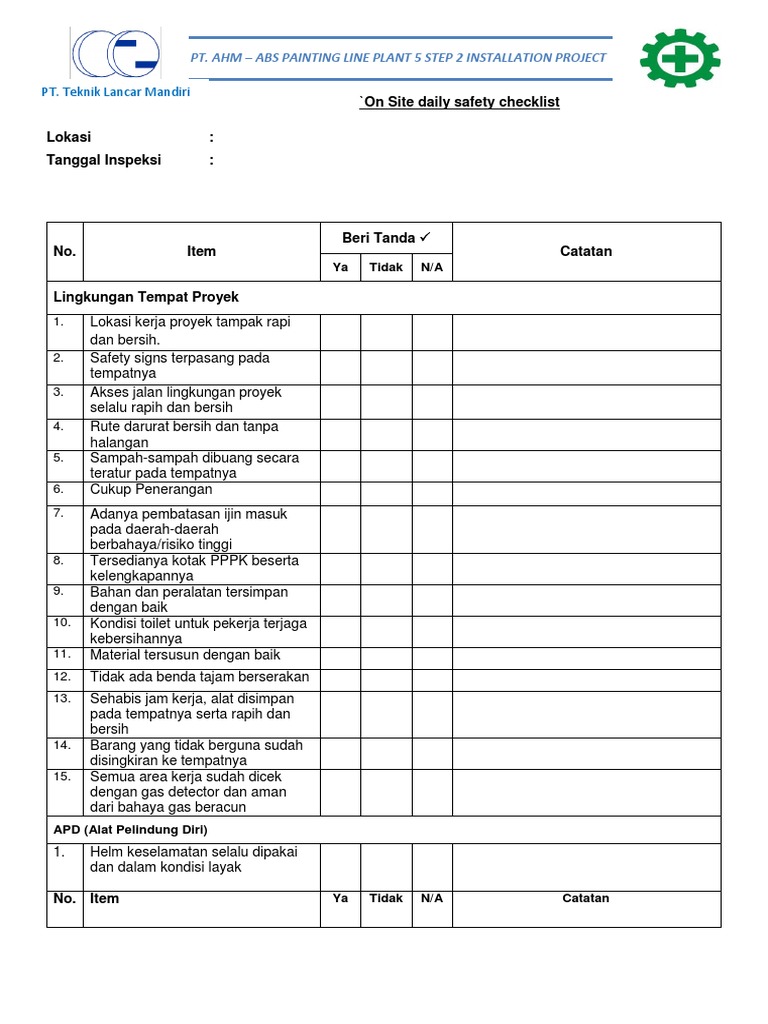 Daily Safety Checklist | PDF