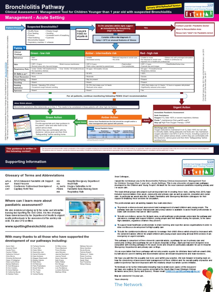 Nhs Bronchiolitis Pathway Acute Setting South East Coast SCN | PDF ...
