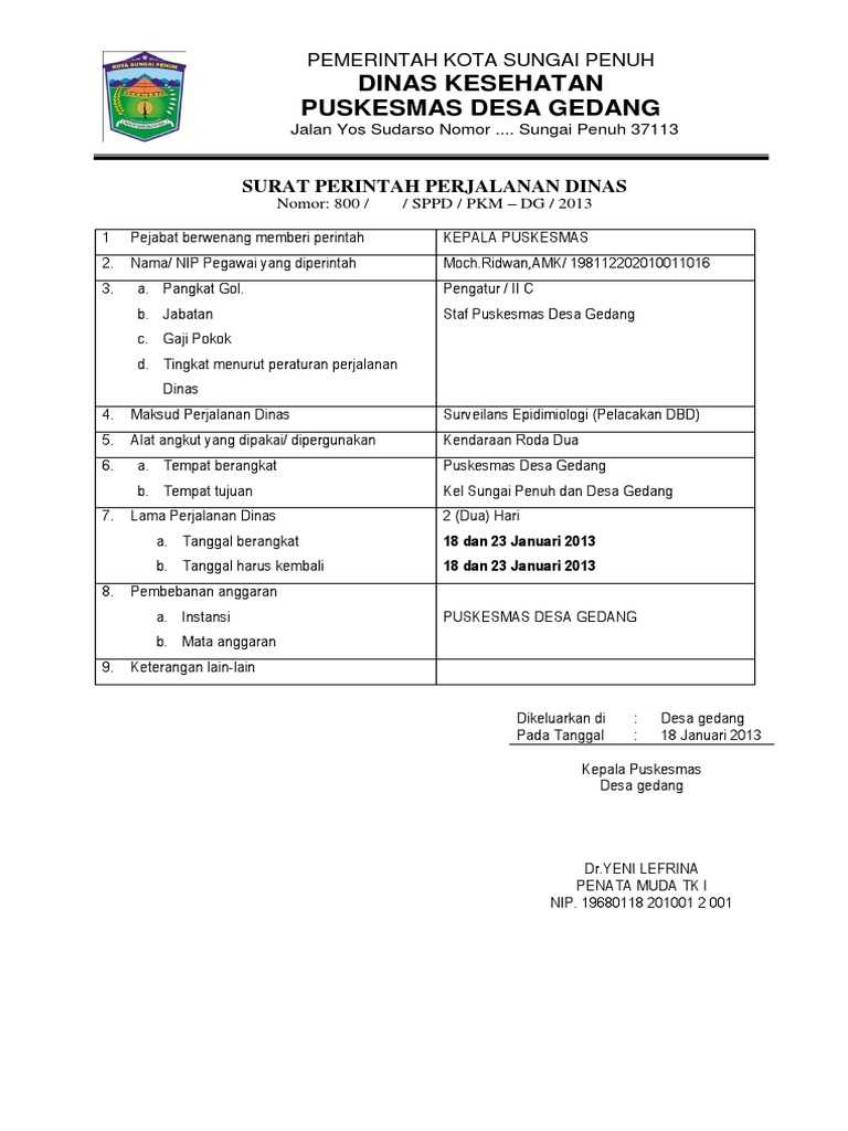 Format SPPD - Depan 2013 | PDF