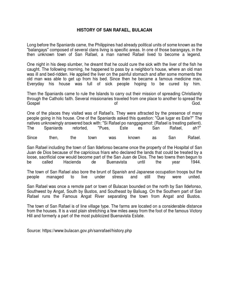 History of San Rafael, Bulacan | PDF