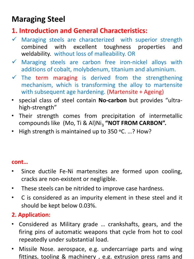 Maraging Steel: 1. Introduction and General Characteristics | PDF ...