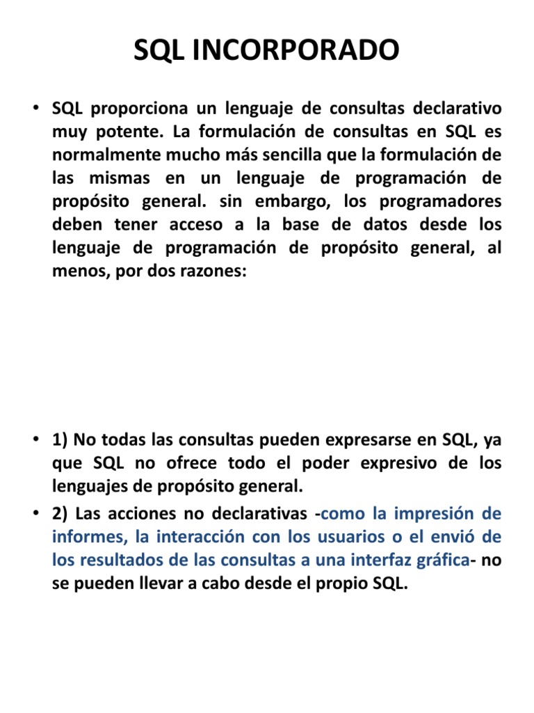 SQL Incorporado y Dinámico en Programación | PDF | SQL | Lenguaje de programación