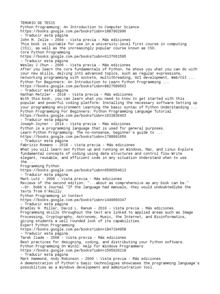 Python Programming Bibliography | PDF | Python (Programming Language ...