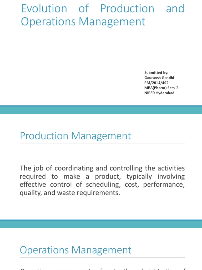 Evolution of Production and Operations Management | PDF | Operations ...
