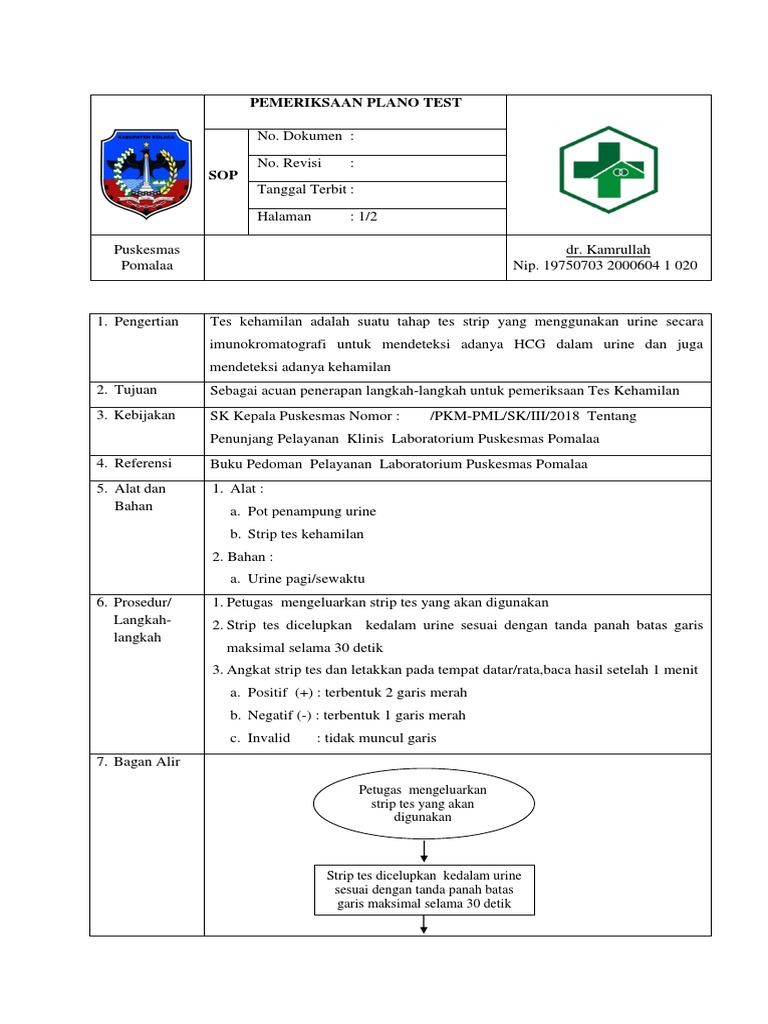 8 Sop Pemeriksaan Plano Test | PDF