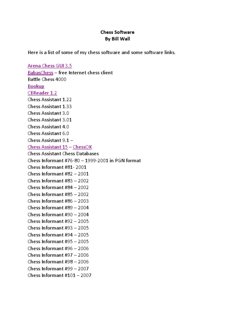 Arena Chess Gui 3.5 Babaschess Bookup Cbreader 1.2: Chess Software by ...
