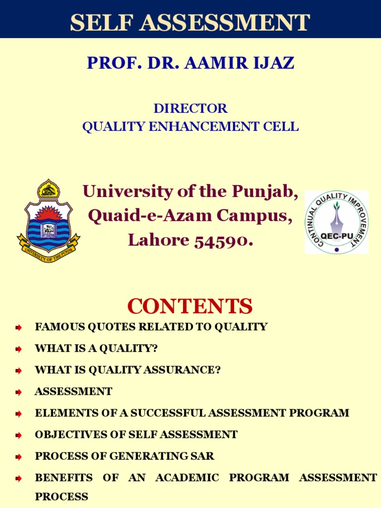 Self Assessment: Prof. Dr. Aamir Ijaz | PDF | Curriculum | Educational ...