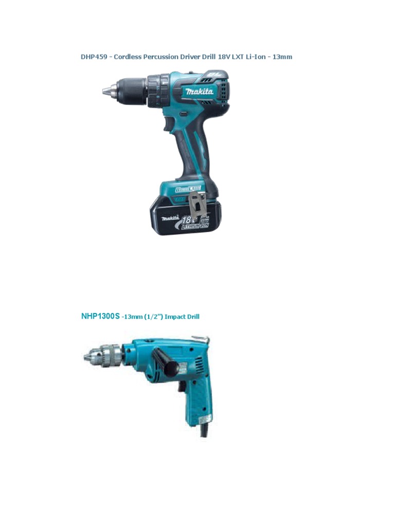 DHP459 - Cordless Percussion Driver Drill 18V LXT Li-Ion - 13mm | PDF