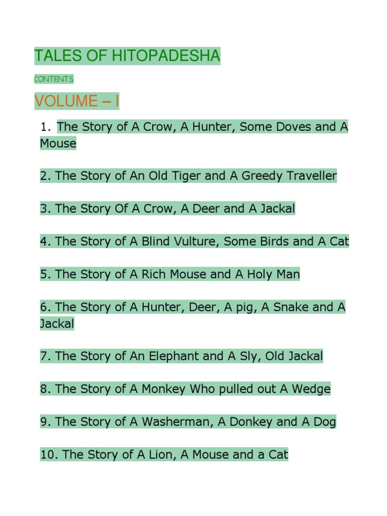 Tales of Hitopadesha PDF | PDF | Lion | Tiger