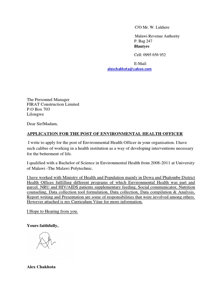 Alex Chakhota Application Eho | PDF