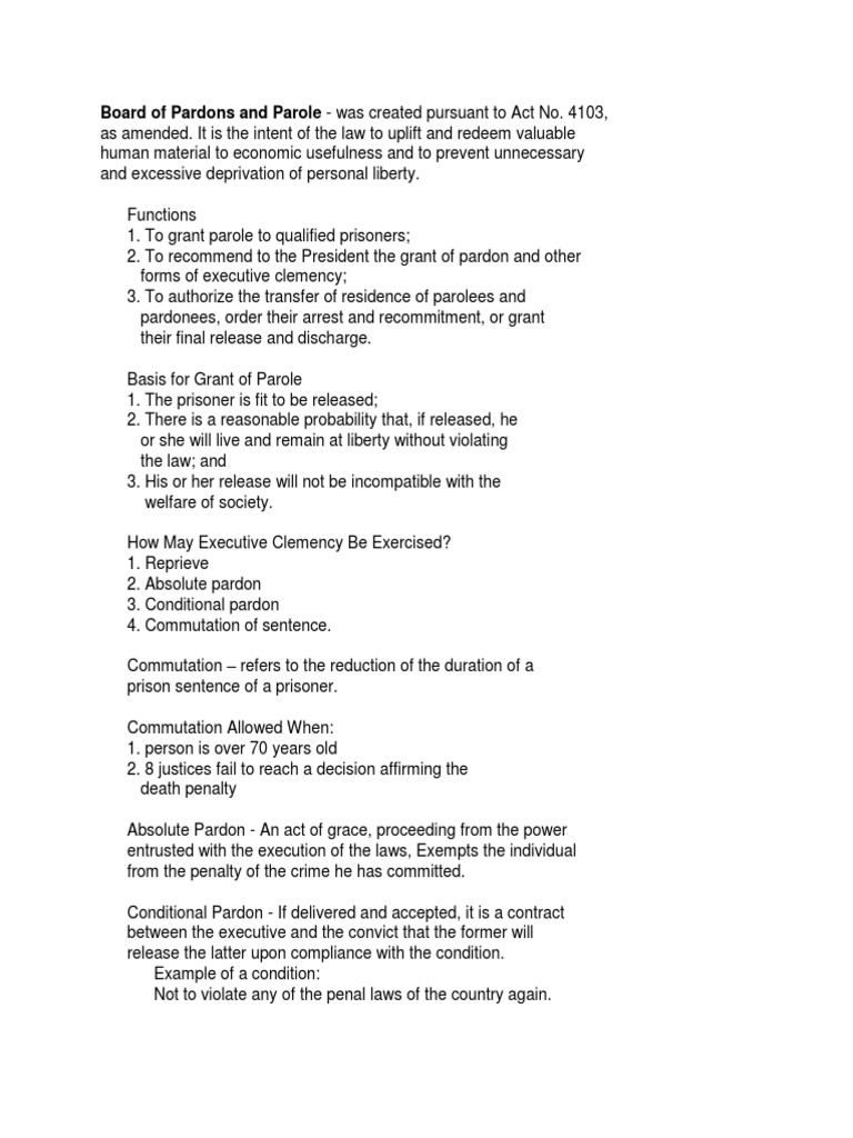 An Overview of the Philippine Board of Pardons and Parole, the ...