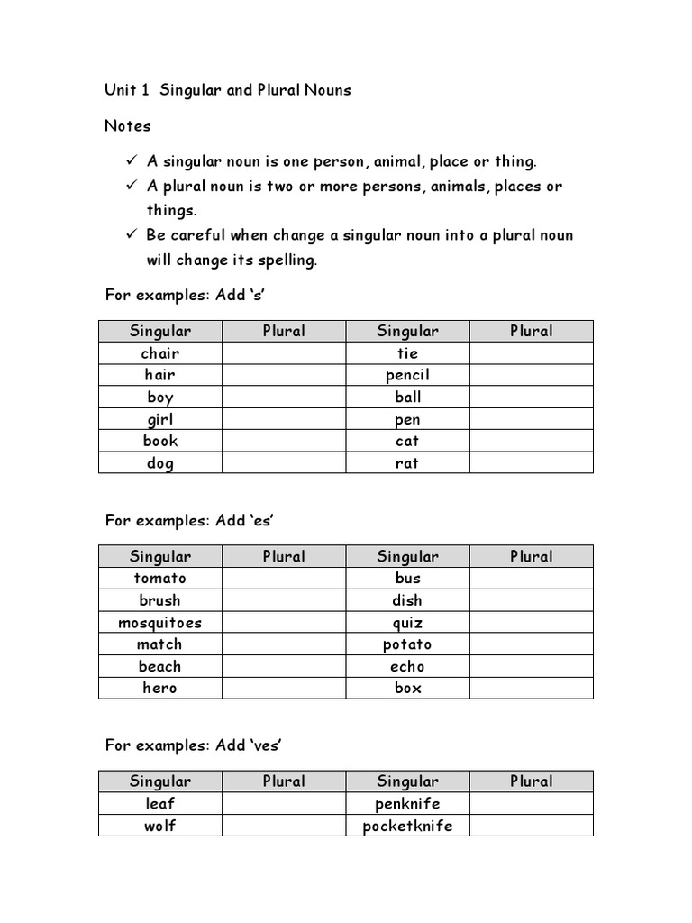 Singular and Plural Nouns Guide | PDF | Plural | Syntactic Relationships