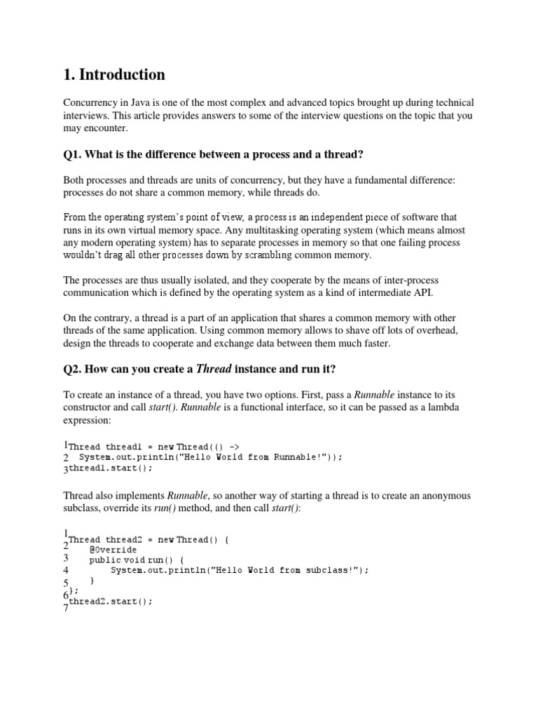 Java MultiThreading | PDF | Thread (Computing) | Process (Computing)