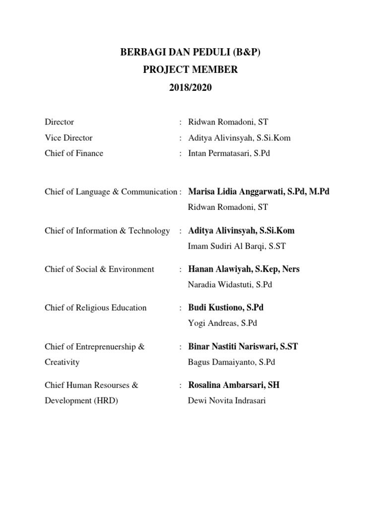 B&P Project Member | PDF | Social Science