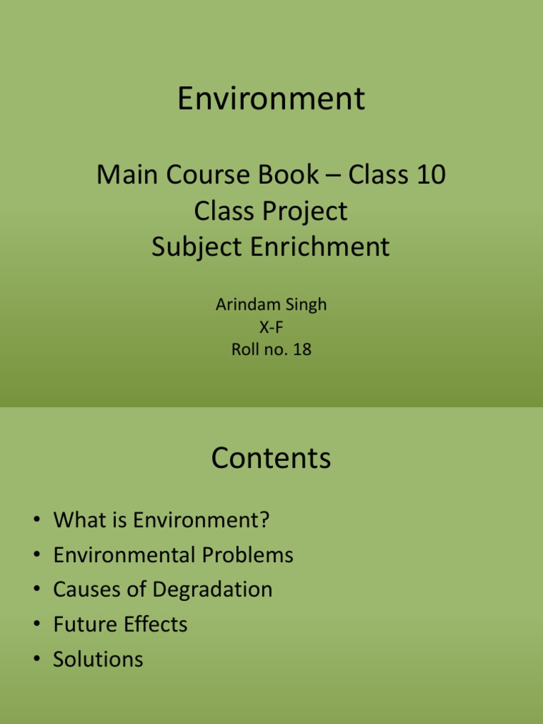 Environment: Main Course Book - Class 10 Class Project Subject ...