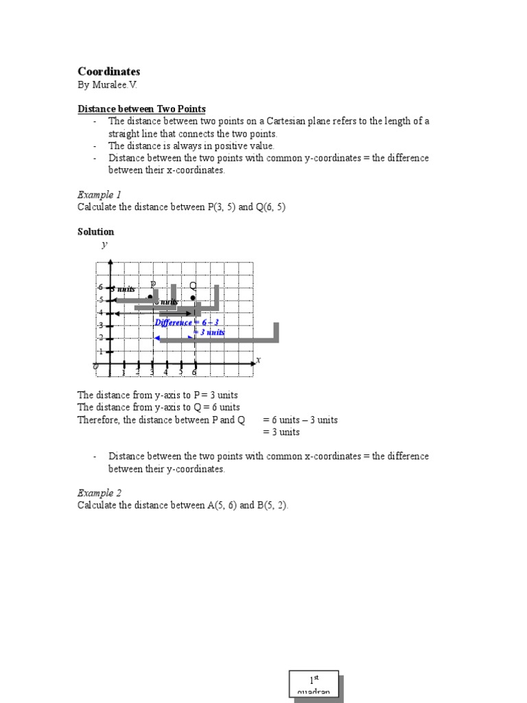 Coordinates: Distance Between Two Points | PDF | Cartesian Coordinate ...